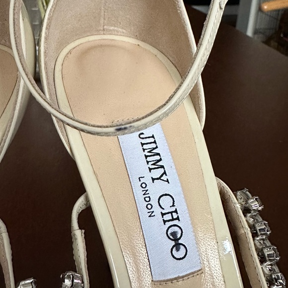 Jimmy Choo | Shoes | Nwot Jimmy Choo Crystal Embellished Heels In Linen ...